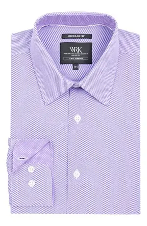 W.R.K Regular Fit Geometric Print Performance Dress Shirt - Violet