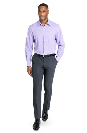 W.R.K Regular Fit Geometric Print Performance Dress Shirt - Violet