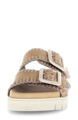 Gabor Buckle Slide Sandal - Walnut