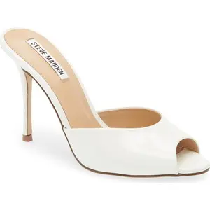 Steve Madden Priya Peep Toe Mule White Patent