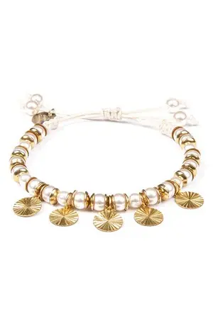 Deepa Gurnani Aviva Beaded Charm Bracelet - Ivory