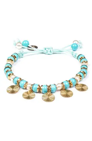 Deepa Gurnani Aviva Beaded Charm Bracelet - Turquoise