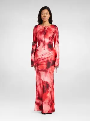 DASKA Sali Maxi Dress - Red Abstract
