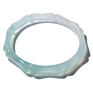 SEREE Wave Skinny Round Jade Stone Bangle - Blue