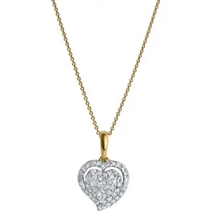 LUVMYJEWELRY 14k Gold Diamond Heart Pendant Necklace - 14k Yellow Gold