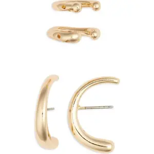 OPEN EDIT Stud Earring & Ear Cuff Set - Gold