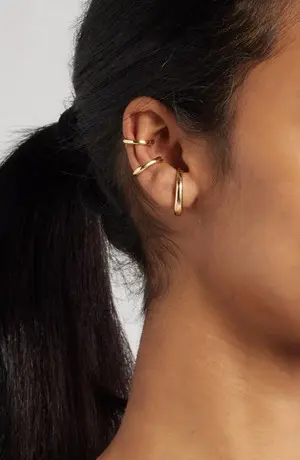 OPEN EDIT Stud Earring & Ear Cuff Set - Gold