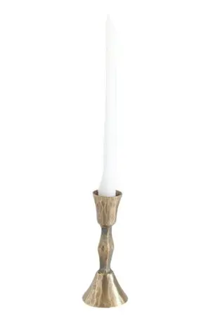 CREATIVE WOMEN Low Diamond Hand-forged Iron Candle Standset Of 2 - Brass
