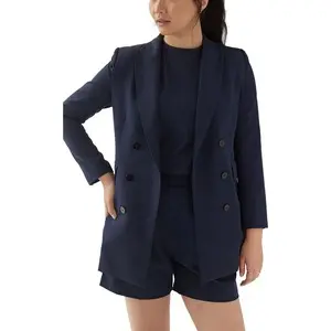 HONORS Fitted Double-breasted Blazer - Navy