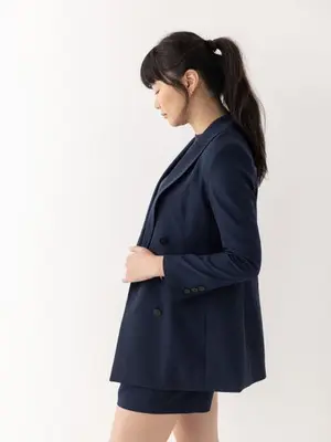 HONORS Fitted Double-breasted Blazer - Navy