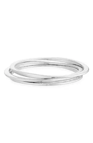 Nordstrom Set Of Hammered Bangles - Matte Silver