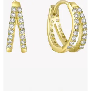 Ben Oni Double Cz Huggie Hoop Earrings - Gold