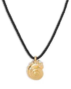 Kate Spade New York Shell Braided Cord Pendant Necklace - Black/gold