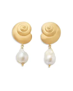 Kate Spade New York Beachside Shell & Cultured Freshwater Pearl Drop Earrings - Gold/pearl