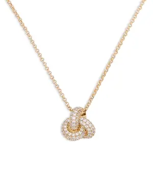 Kate Spade New York Cubic Zirconia Pave Love Knot Pendant Necklace - Gold