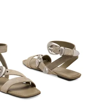 STUART WEITZMAN Maven Buckled Sandals - Smokey Taupe
