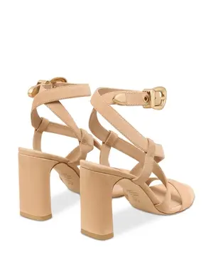 STUART WEITZMAN Maven 75 Block Heel Sandals - Adobe