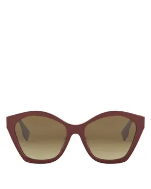 Fendi Lettering Geometric Sunglasses, 56mm - Red/brown