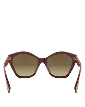 Fendi Lettering Geometric Sunglasses, 56mm - Red/brown