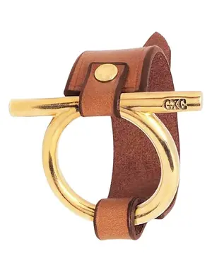 CXC Omega Leather Bangle Bracelet - Gold