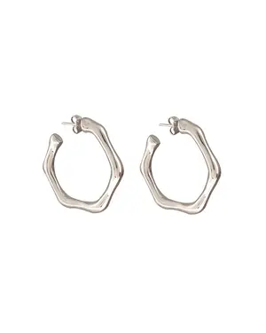 CXC Bamboo Hoop Earrings - Silver
