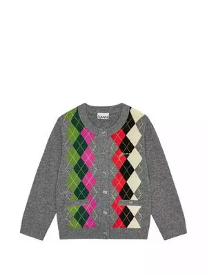 GANNI Argyle-pattern Cardigan - Grey
