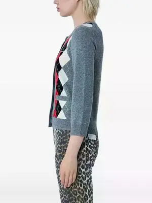 GANNI Argyle-pattern Cardigan - Grey