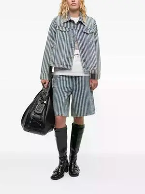 GANNI Striped Denim Jacket - Blue