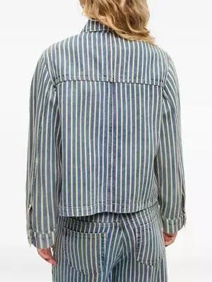 GANNI Striped Denim Jacket - Blue