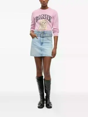 GANNI Belted Denim Skirt