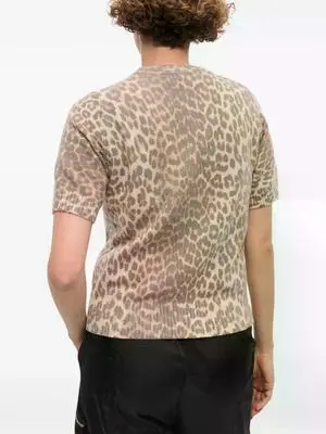 GANNI Intarsia-knit Logo T-shirt - Neutrals