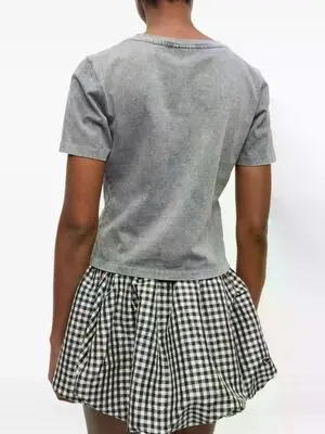 GANNI Logo-embroidered T-shirt - Grey