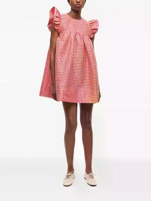 GANNI Gingham-print Flared Dress