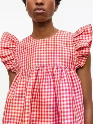 GANNI Gingham-print Flared Dress
