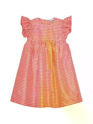 GANNI Gingham-print Flared Dress