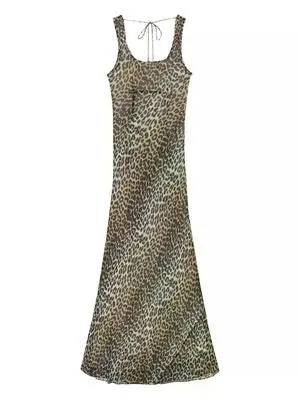 GANNI Leopard-print Dress - Neutrals
