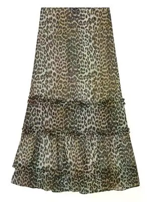 GANNI Leopard Print Maxi Skirt - Neutrals