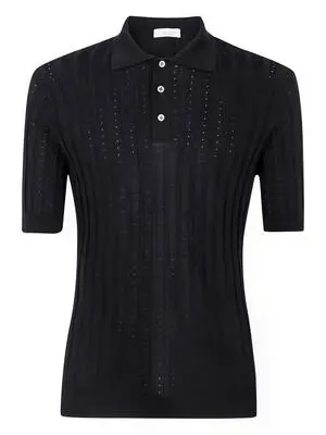 FILIPPO DE LAURENTIIS Knitted Polo Shirt - Black