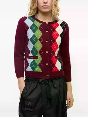 GANNI Argyle-pattern Cardigan - Red