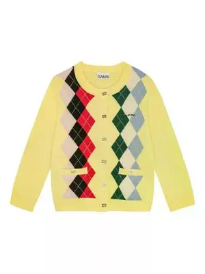 GANNI Argyle-pattern Cardigan - Yellow