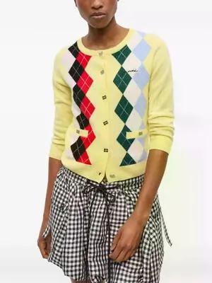 GANNI Argyle-pattern Cardigan - Yellow