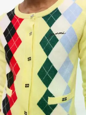 GANNI Argyle-pattern Cardigan - Yellow