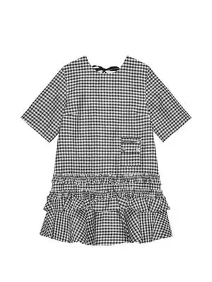 GANNI Gingham-print Mini Dress - Black
