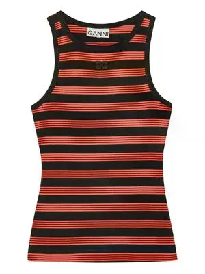 GANNI Striped Tank Top - Orange