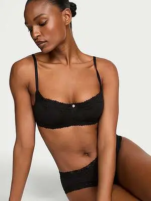 Victoria's Secret Cotton Logo Bra - Black