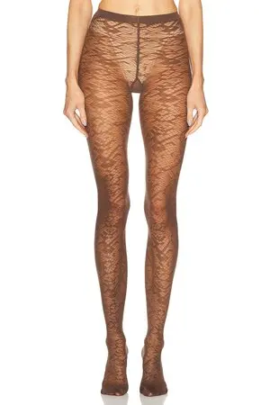 Wolford Snake Jacquard Tights - Umber