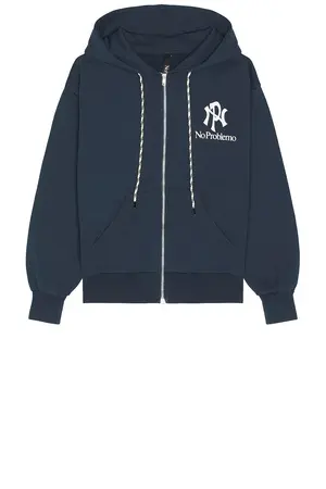 NO PROBLEMO Zip Through Hoodie - Navy