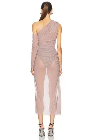 Atlein One Sleeve Draped Long Dress