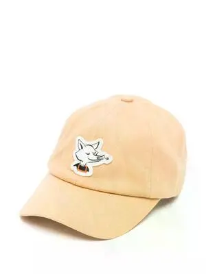 CAFÉ KITSUNÉ Barista Fox-patch Cap - Brown