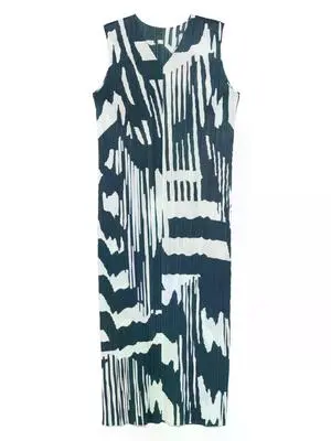 Issey Miyake Abstract-print Midi Dress - Blue